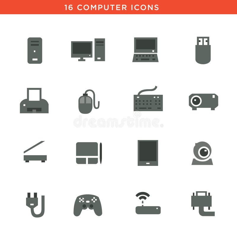 Gray Computers Device Icons Stock Vector - Illustration of notebook ...