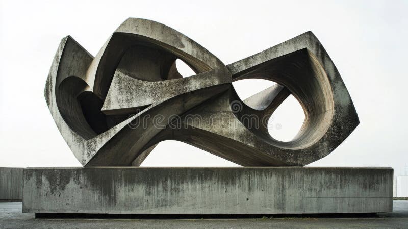 Gray Concrete Abstract Sculpture Outdoor Installation Stock ...