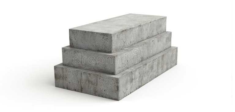 Gray Concrete Block Rests on Side with Rough Texture. Block Oriented ...