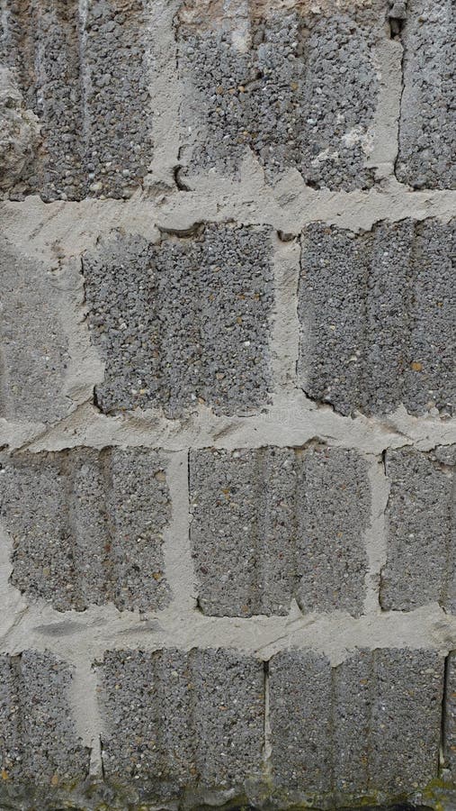 Gray Concrete Block Wall with Fresh Mortar Joints on a Building ...