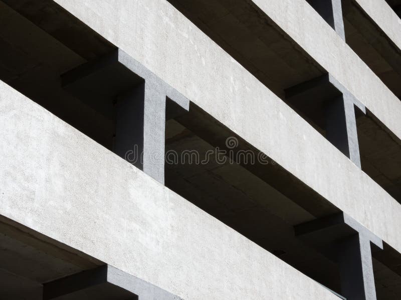 Gray Concrete Facade of a Multi-level Car Park Stock Image - Image of ...