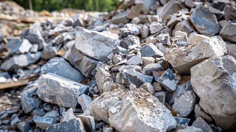 Gray Concrete Rubble Piled High after Building Demolition. Generative ...