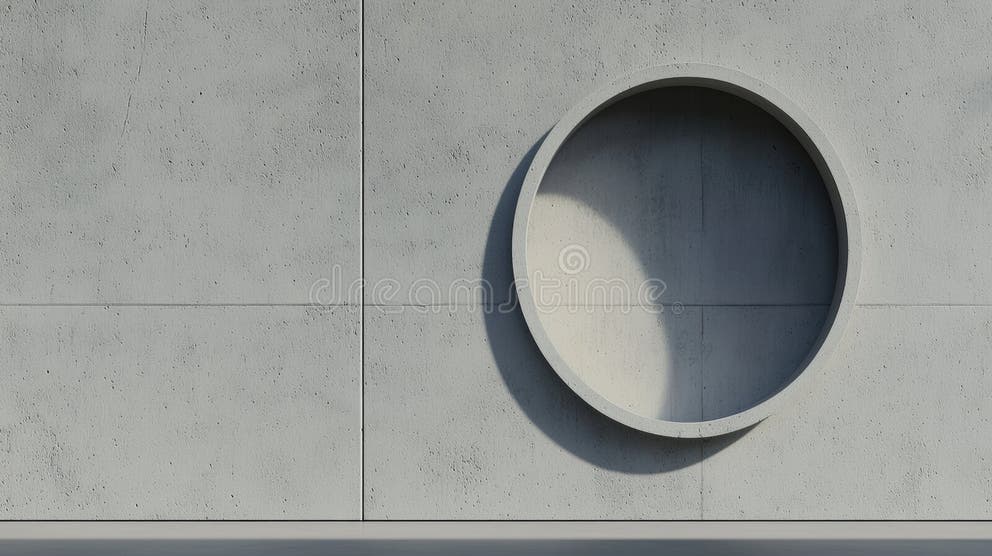A Gray Concrete Wall with a Circular Cutout. Stock Photo - Image of ...