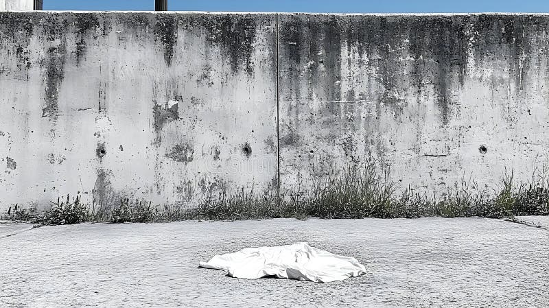 Gray Concrete Wall Enclosing a Blank Space with a White Object Stock ...