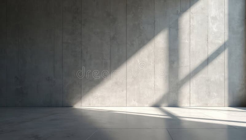 Gray Concrete Wall Floor Illuminated by Bright Sunlight Beam. Diagonal ...