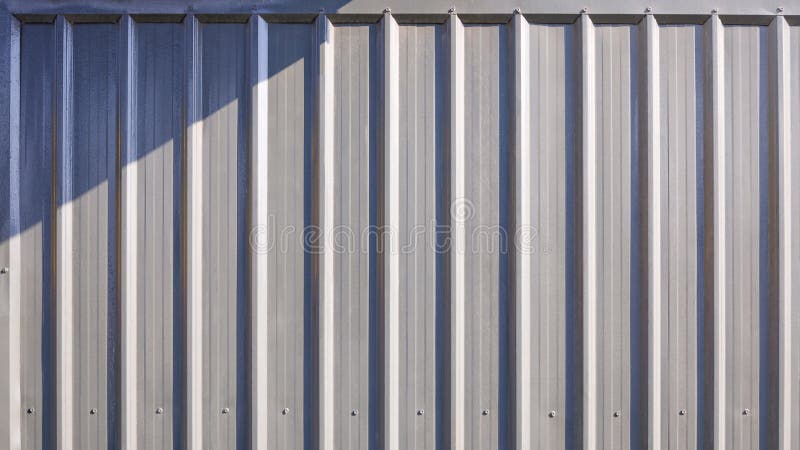 Gray Corrugated Metal Exterior Warehouse Building Wall Background with ...