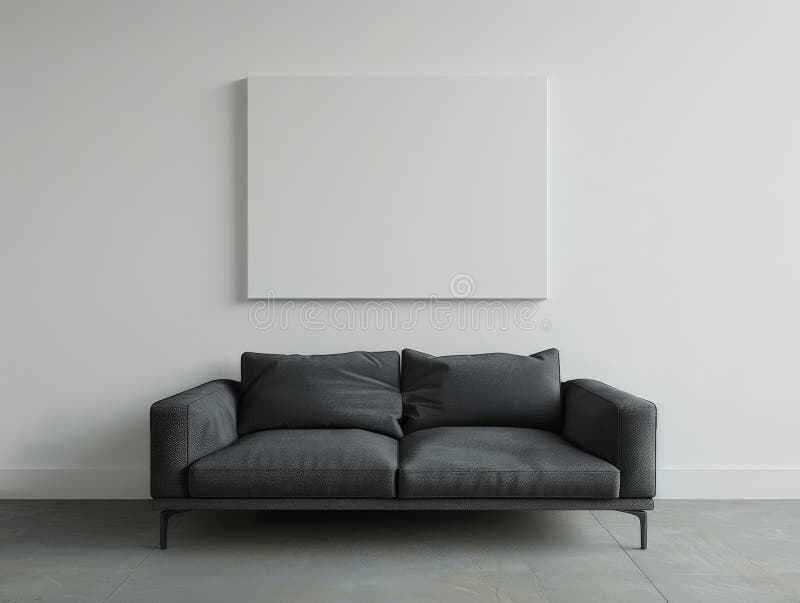 Gray Couch in Front of White Wall Stock Illustration - Illustration of ...