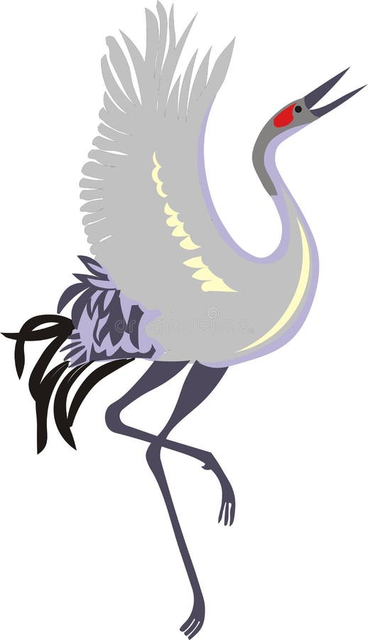 Gray crane eastern symbol stock illustration. Illustration of cockerel ...
