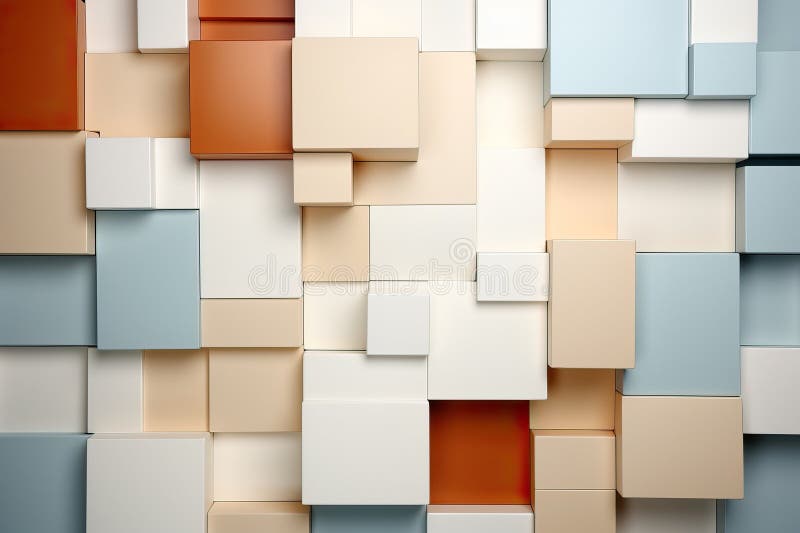 Gray with Cream and Red Tones Abstract Geometric Background with 3d ...