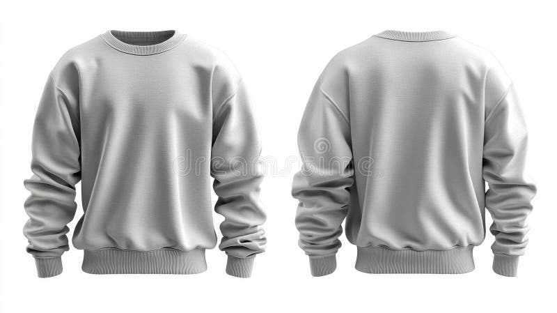Gray Crewneck Sweatshirt Front and Back View Generative AI Stock ...