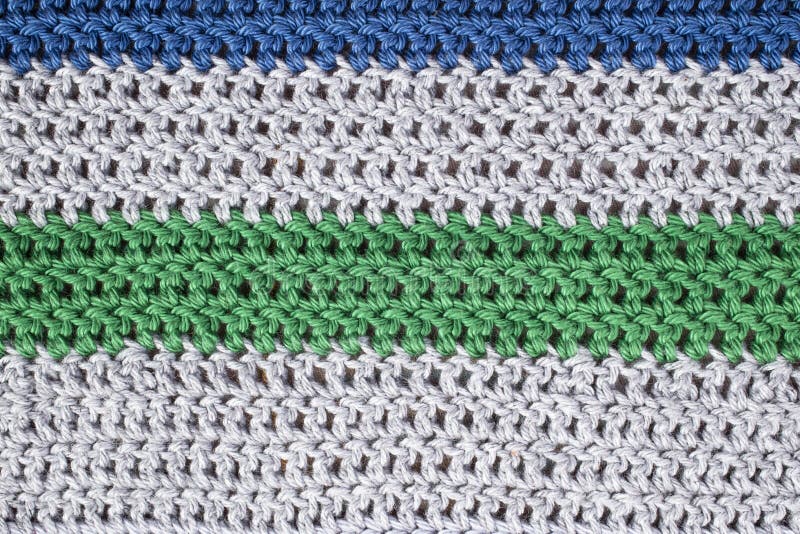 Gray Crochet Pattern with Blue and Green Horizontal Lines Stock Image ...