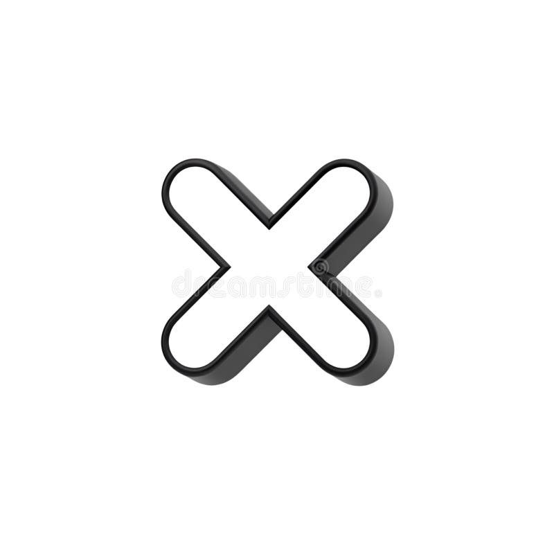 Cross Mark Symbol in 3d with Shadow on a White Surface, Design Element ...