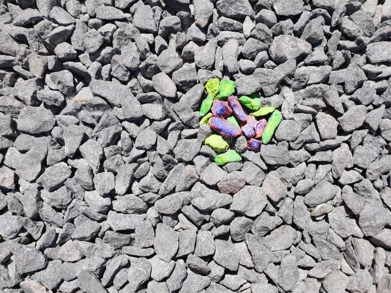 Gray Crushed Stone with Colored Stones in the Middle, Texture ...