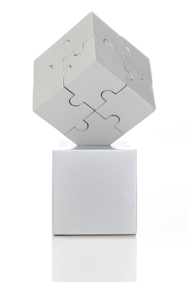 Gray cube of puzzles stock photo. Image of form, design - 23661974