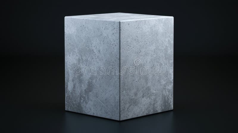 A Gray Cube with a Rough Texture and Visible Cracks Stands Alone ...