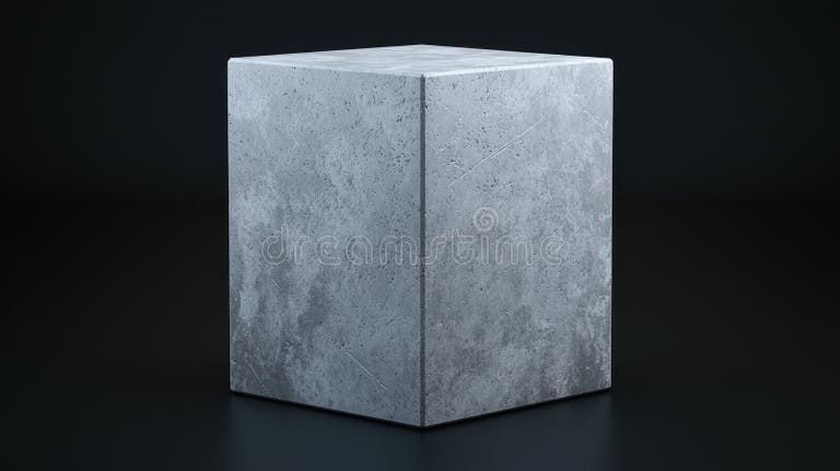 A Gray Cube with a Rough Texture and Visible Cracks Stands Alone ...