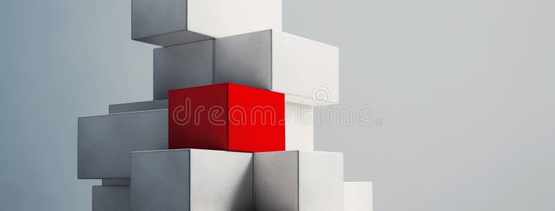 Gray Cubes and One Red stock illustration. Illustration of ...