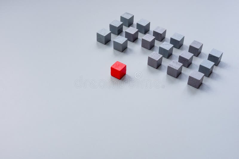 Gray Cubes and One Red. Stand Out from the Crowd Concept Stock Image ...