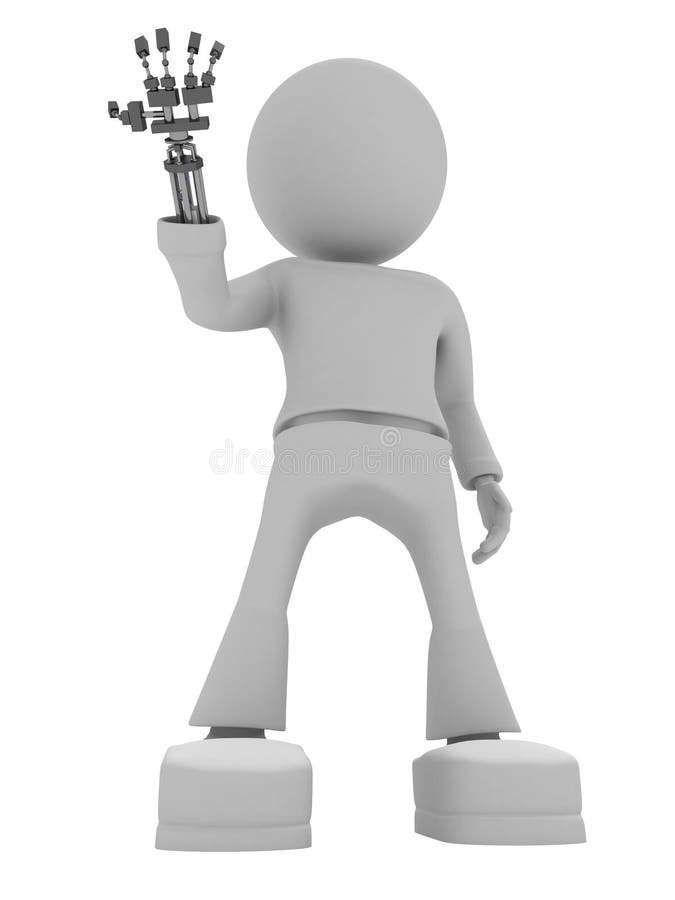 Gray cyborg on white stock illustration. Illustration of human - 9068651