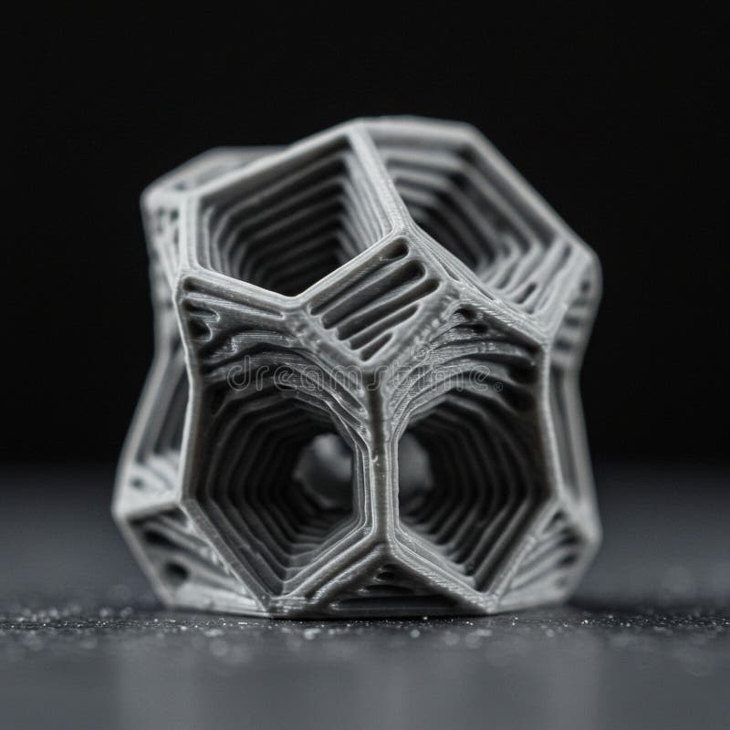 Gray, 3D-printed Geometric Structure Resembling a Complex Polyhedron ...