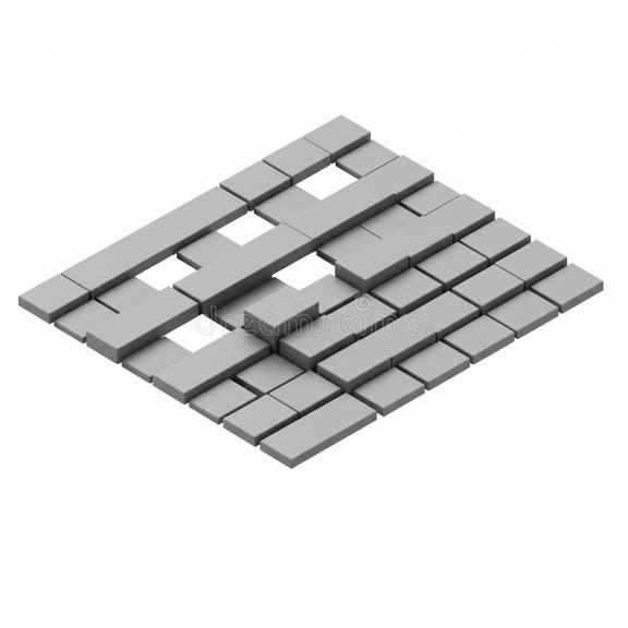 Gray 3D Rectangular Blocks Arranged in a Staggered Pattern. Layers are ...