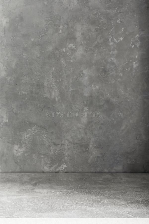 Gray Desk Table or Shelf Near Grey Concrete Wall Stock Photo - Image of ...