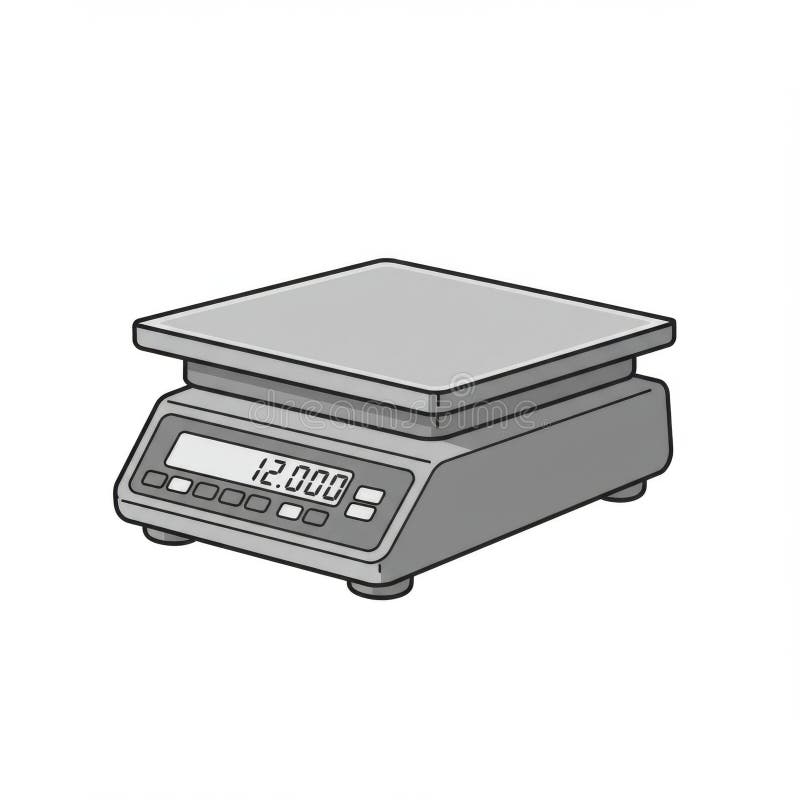 Gray Digital Weighing Scale on White Background Stock Illustration ...