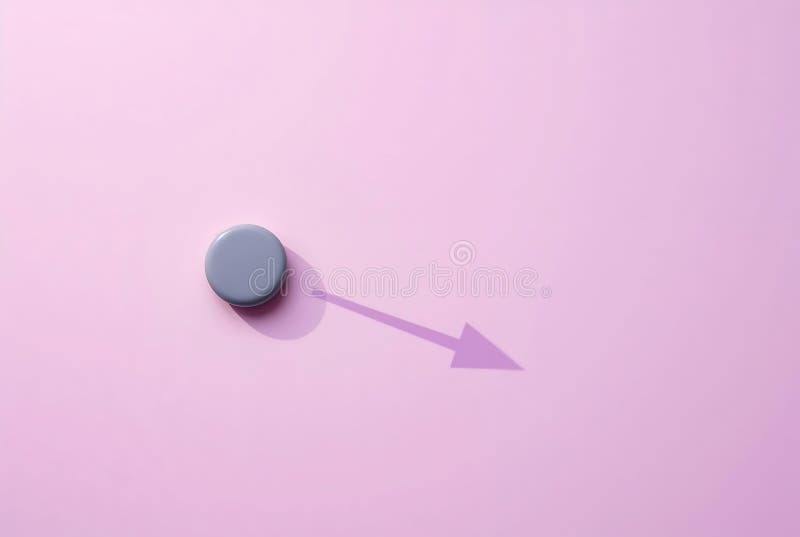 Gray Disc with Arrow Shadow: Minimalist Pink Composition Stock ...