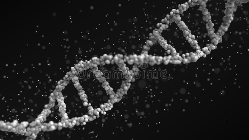 Gray DNA Molecule with Particles, 3D Rendering Stock Illustration ...