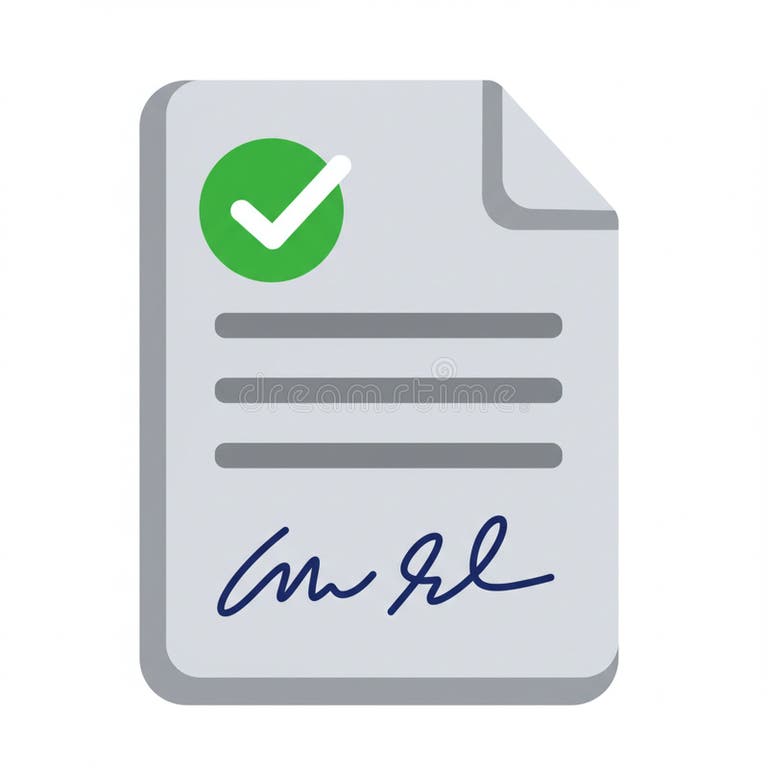 Gray Document Icon with a Green Circle and White Checkmark at the Top ...