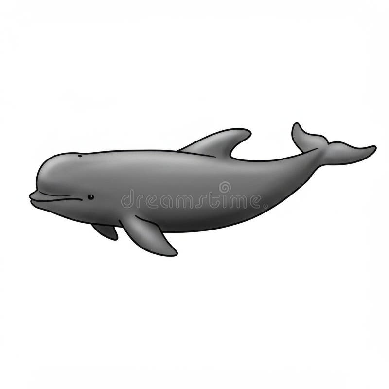 Gray Dolphin Illustration Side View Stock Illustration - Illustration ...