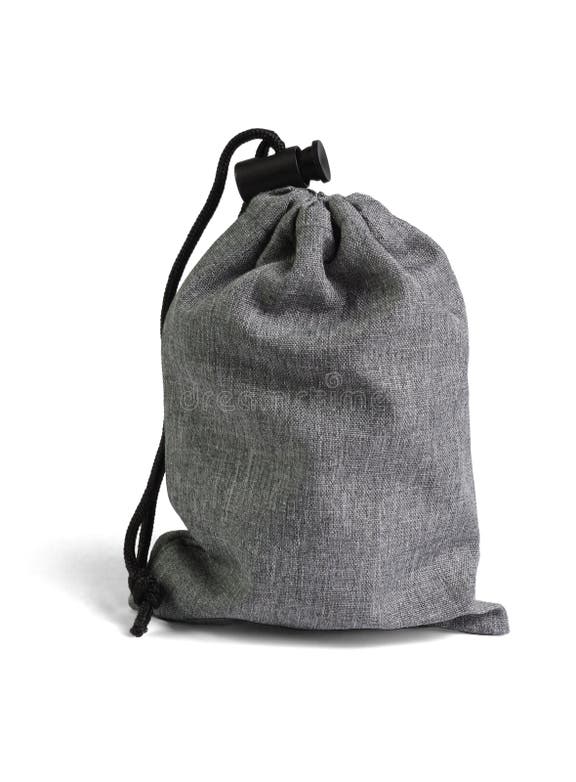 Gray Drawstring Bag stock photo. Image of shot, cloth - 201039874