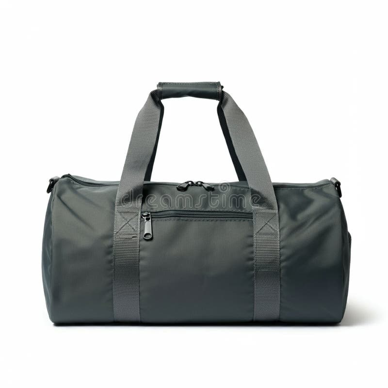 Gray Duffel Bag with a Cylindrical Shape, Made of Durable Fabric. it ...