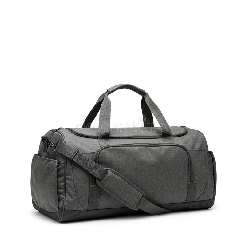 Gray Duffel Bag with a Structured, Rectangular Shape. Made of Durable ...