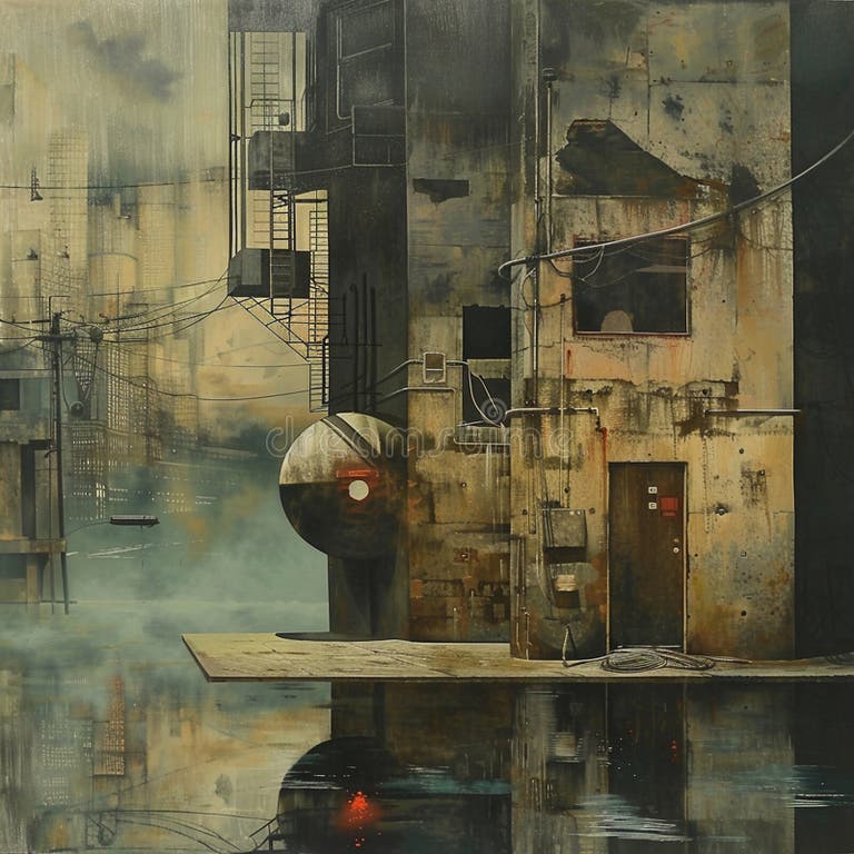 Gray Dull Building of the Future Stock Illustration - Illustration of ...