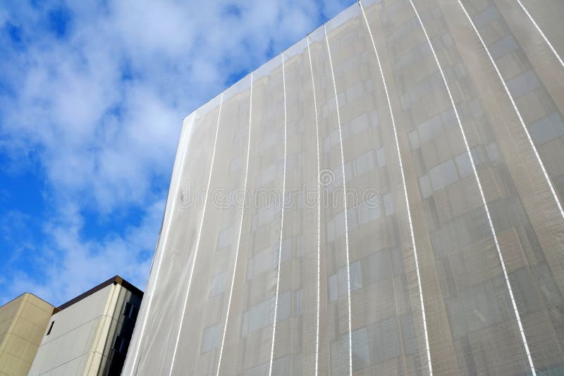 Gray Dust Cover Net of Under Construction Building. Stock Image - Image ...