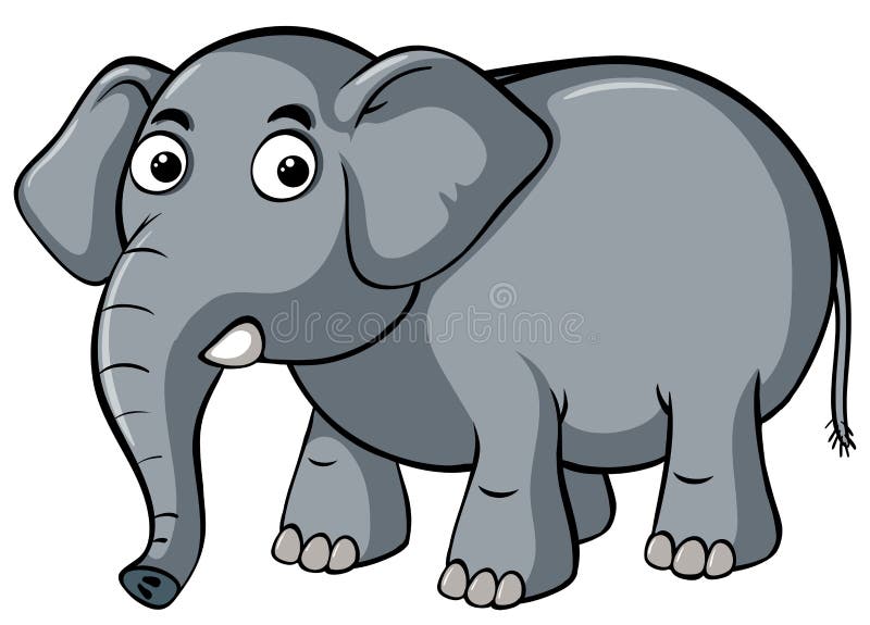 Gray Elephant on White Background Stock Vector - Illustration of mammal ...
