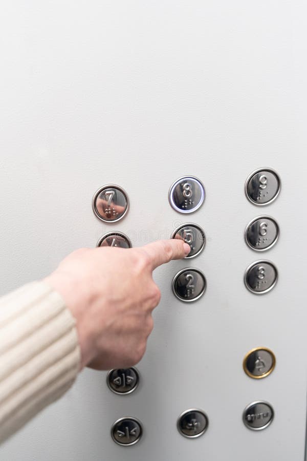 Gray Elevator Panel with Silver Buttons in a Building Stock Photo ...