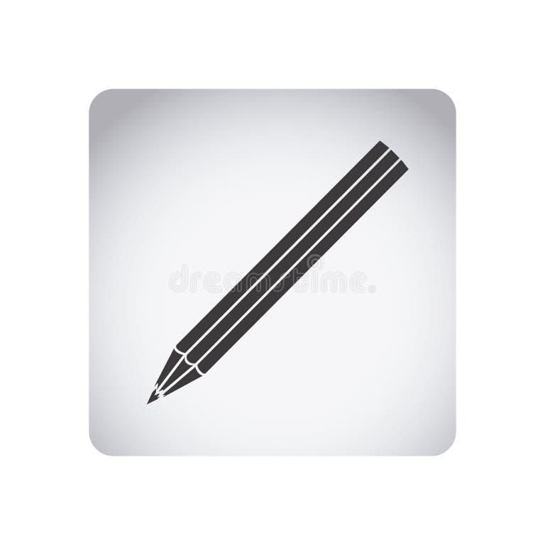 Gray emblem pencil icon stock illustration. Illustration of object ...