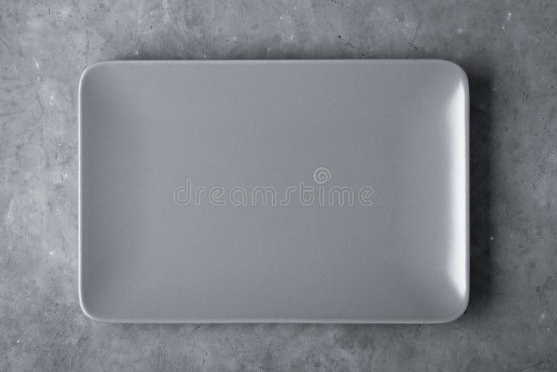 Gray Empty Rectangular Plate Over Concrete Background Stock Image ...