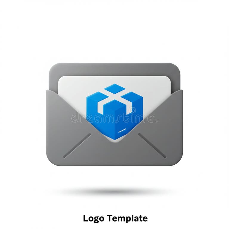 Gray Envelope with a White Card Inside. the Card Features a 3D Blue ...