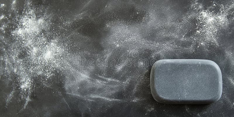 A Gray Eraser on a Chalkboard Covered with White Chalk Dust Creating a ...