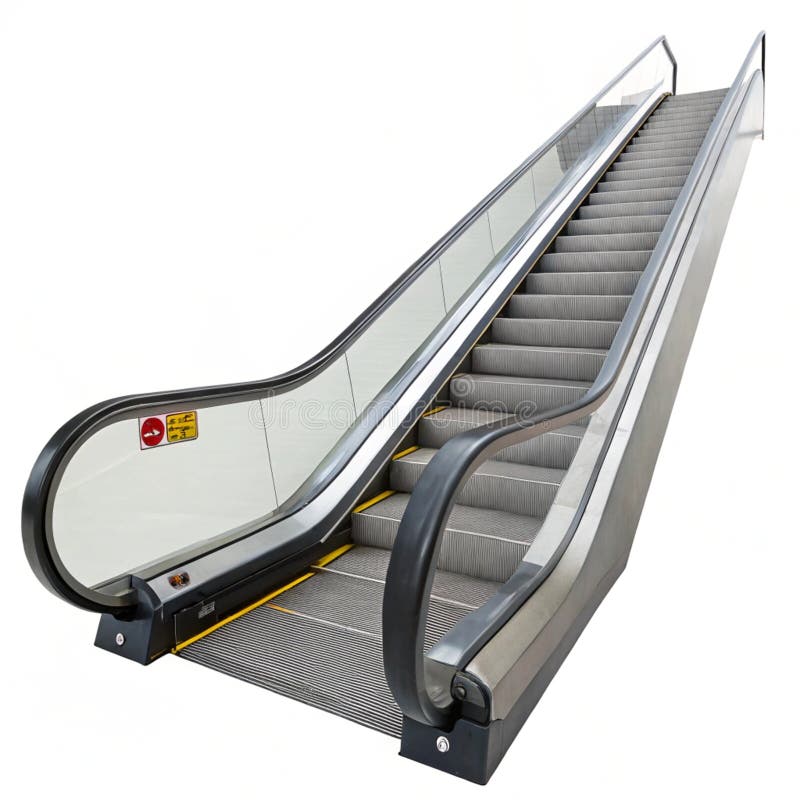 Gray Escalator Isolated on White Background Stock Illustration ...