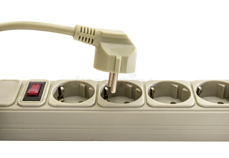 Gray Extension Cord Isolated on a White Background. Close-up. Stock ...