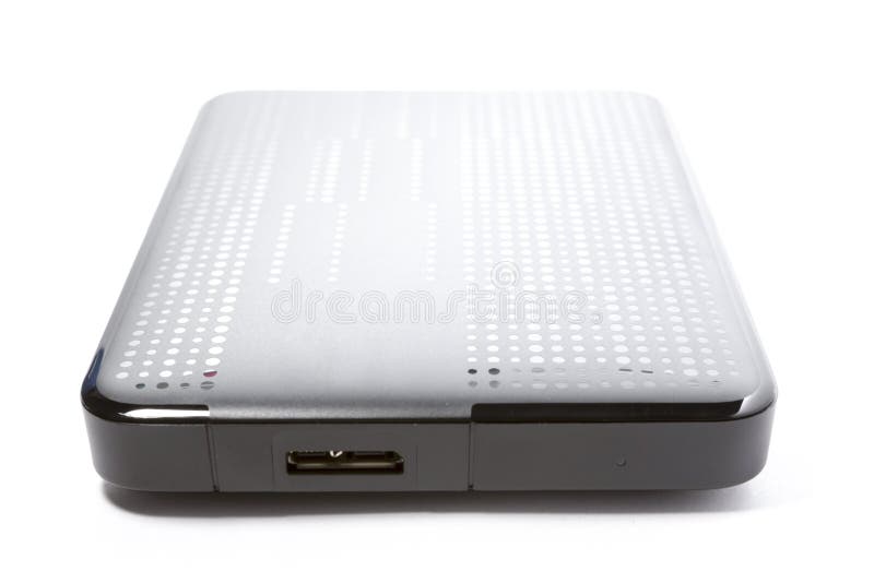 Gray External Hard Disk with Black USB Cable on White Background Stock ...