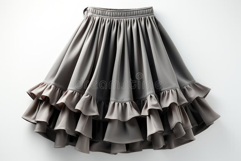 Gray Fabric Pleated Skirt on White Background. Generative AI Stock ...
