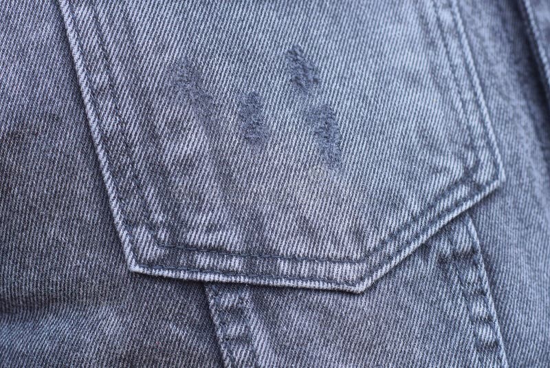 Gray Fabric Texture with Worn Pockets Stock Photo - Image of black ...