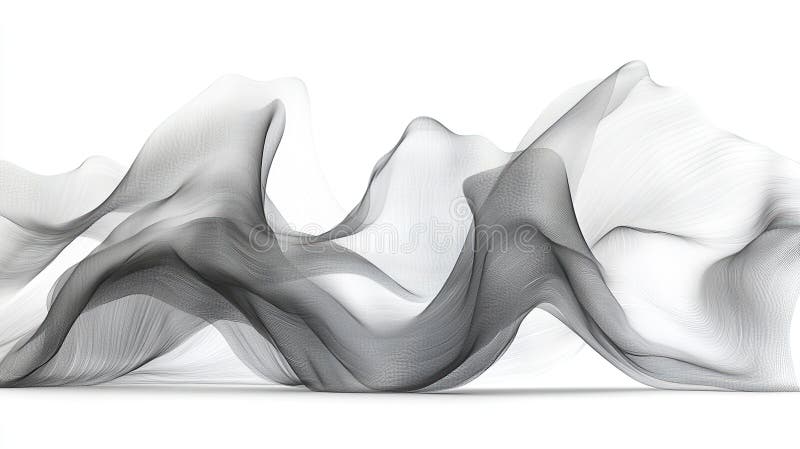 Gray Fabric Waves Flow on White Background, Design Element Stock ...