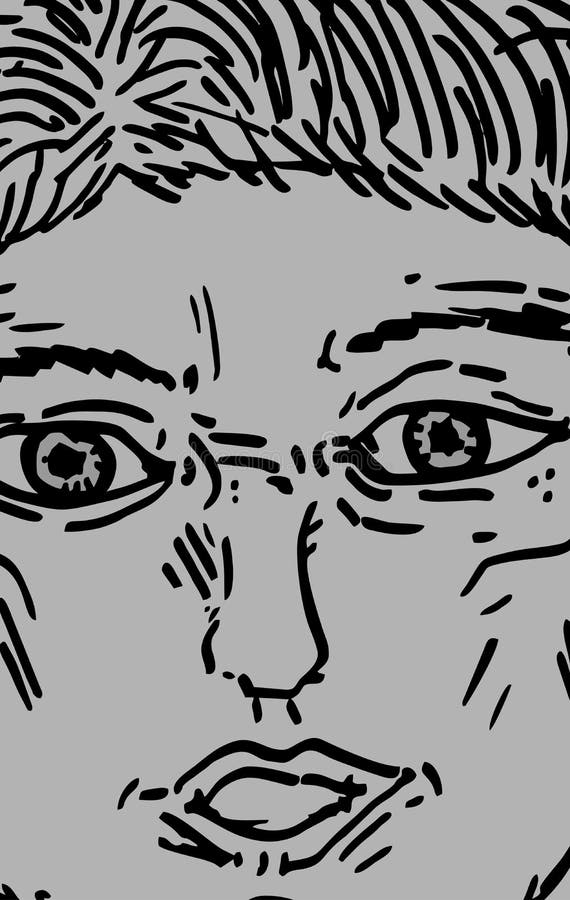 Gray face stock vector. Illustration of poster, blue - 240482348