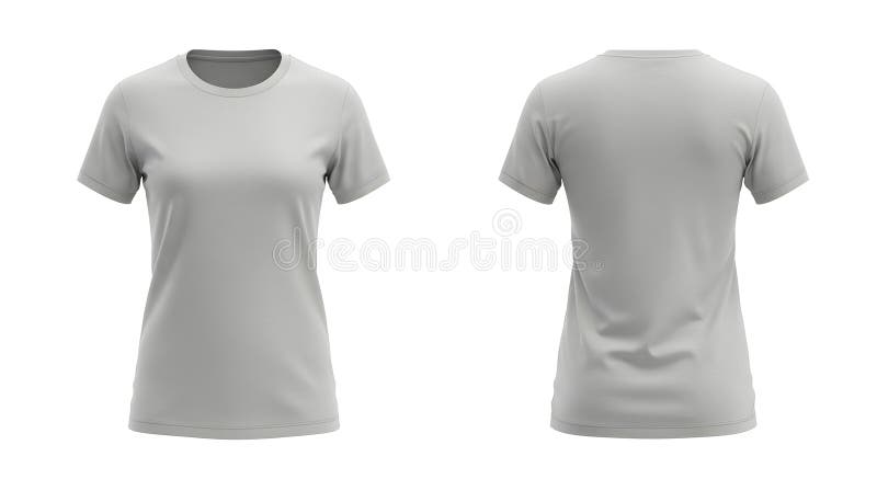 Gray Female T-shirt Template Mockup, Front and Back View on Plain ...